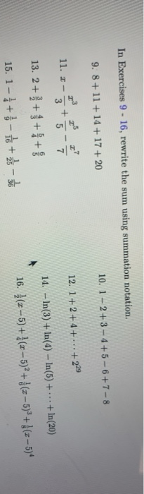 Solved In Exercises 9-16, rewrite the sum using summation | Chegg.com
