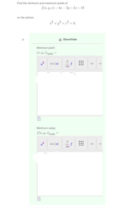 Solved Find the minimum and maximum points of f(x,ya) = 4x - | Chegg.com