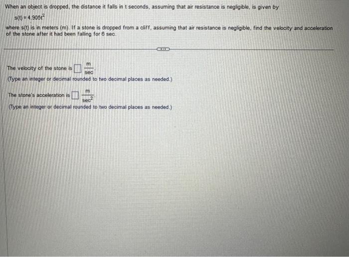 Solved When an object is dropped, the distance it falls in t | Chegg.com