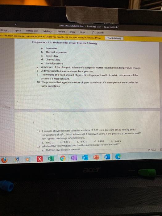Solved CHI 105f2320short Protected ViewSaved to the PC | Chegg.com