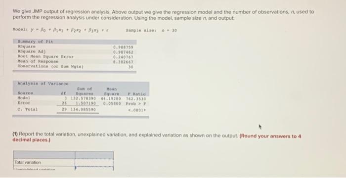 Solved We glve JMP output of regression analysis. Above | Chegg.com