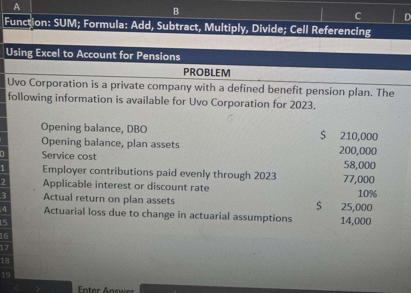 ABCDFunction: SUM; Formula: Add, Subtract, Multiply, | Chegg.com
