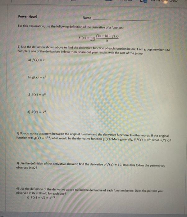 Solved For this exploration, use the following definition of | Chegg.com