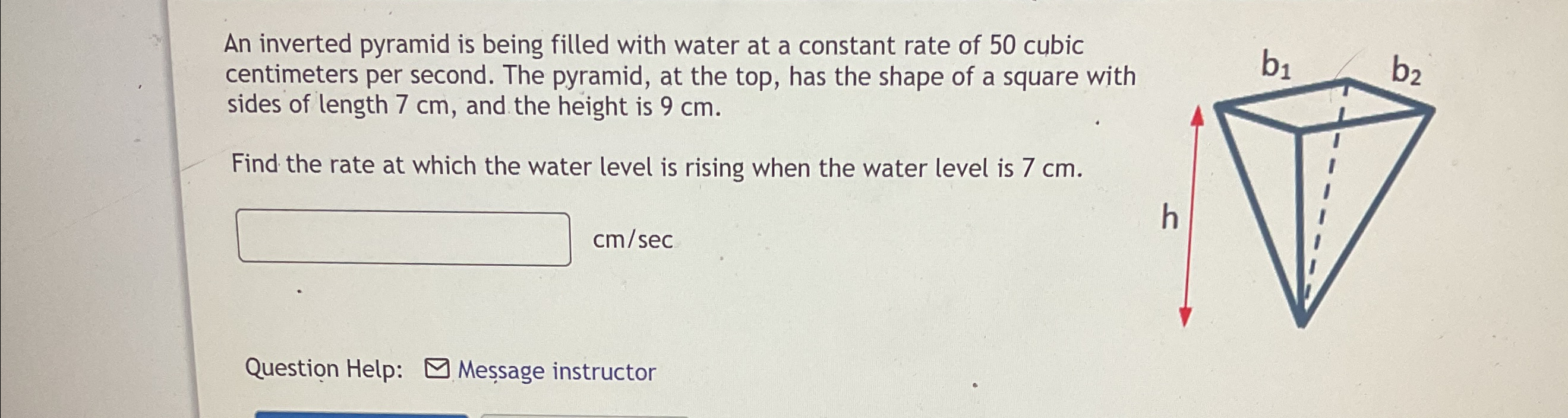Solved An inverted pyramid is being filled with water at a | Chegg.com