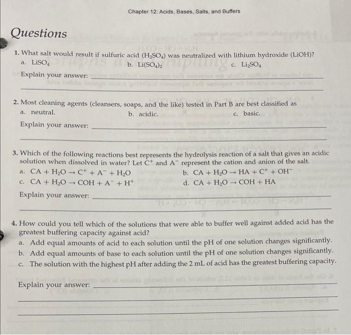 Solved Chapter 12 Acids, Bases. Salts, and Buffers 12 | Chegg.com