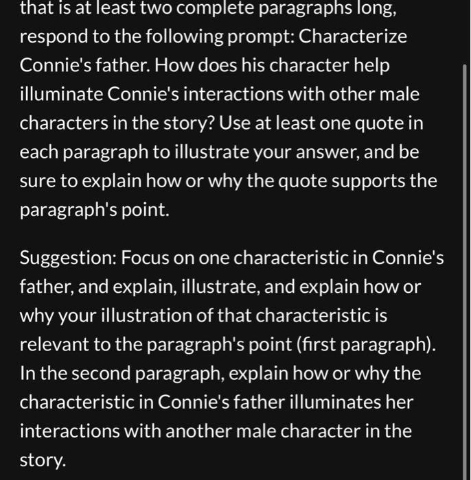 The story is "Where are you going, where have you | Chegg.com