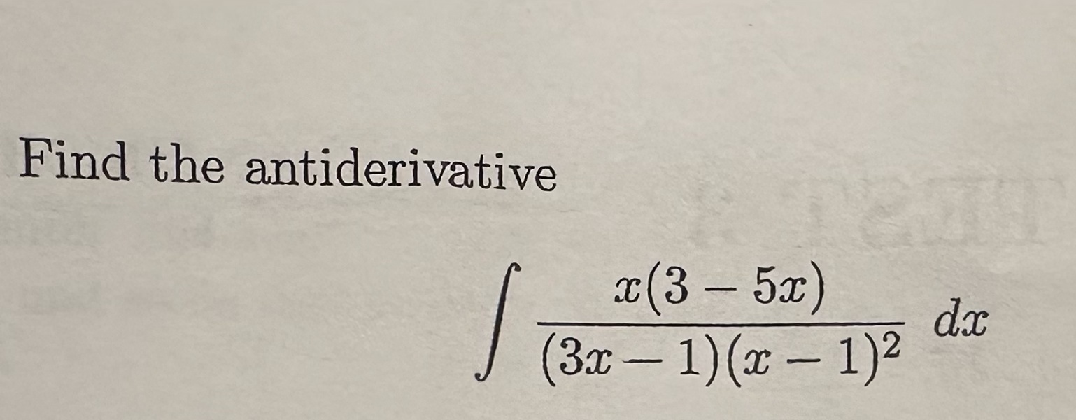 Solved Find The Antiderivative∫﻿﻿x 3 5x 3x 1 X 1 2dx