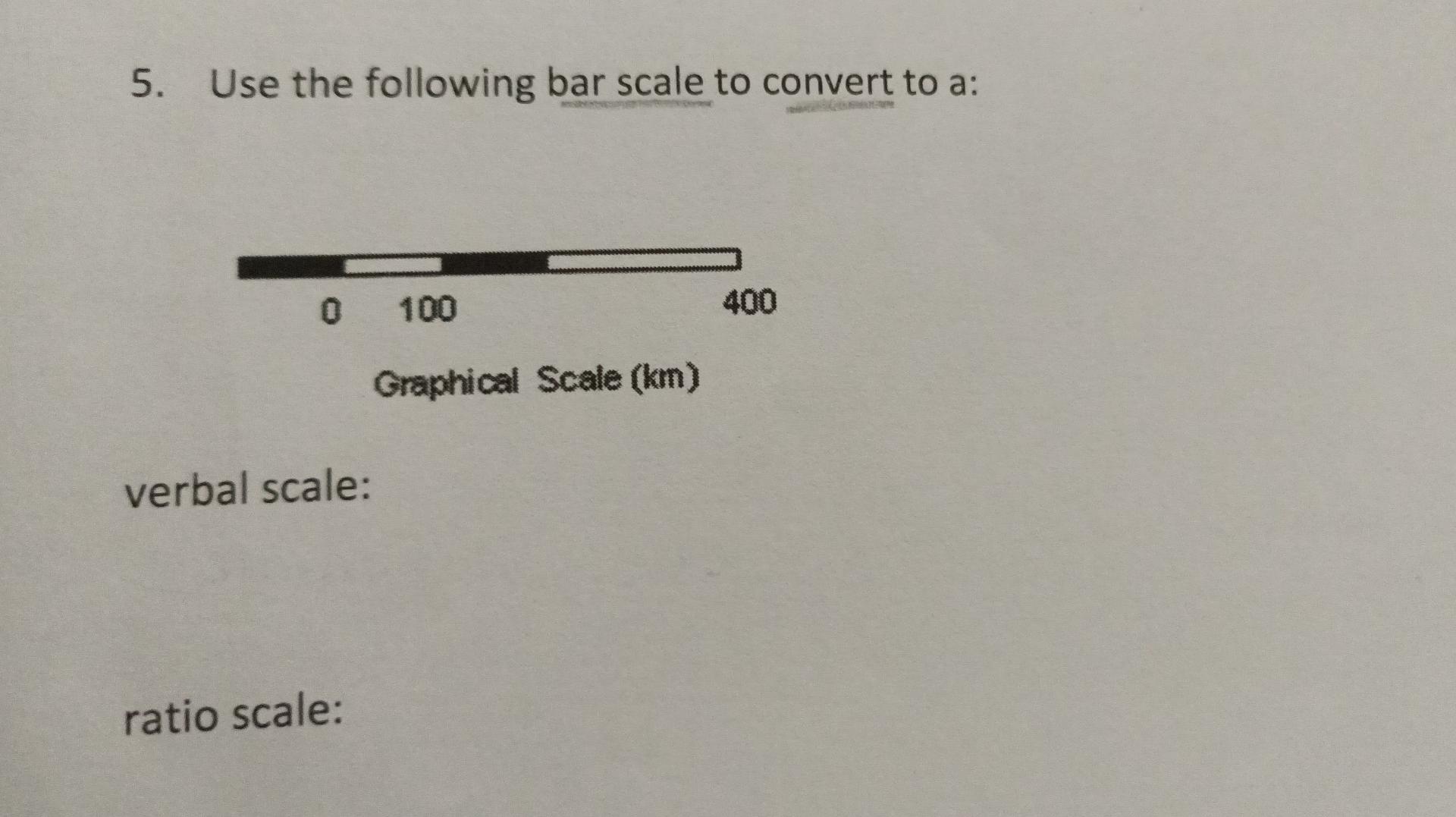 Solved 5. Use the following bar scale to convert to a: 0 100 | Chegg.com