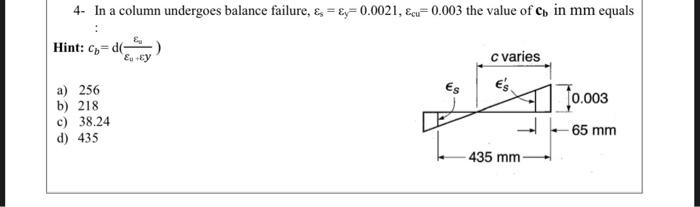 Solved In a column undergoes balance failure, | Chegg.com