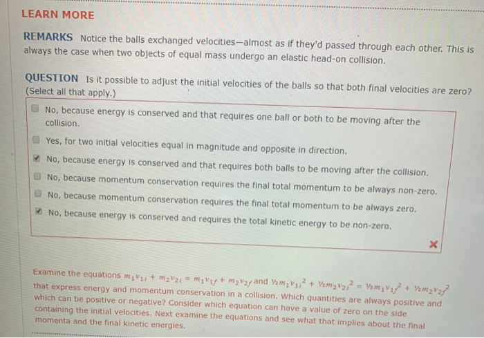 Solved LEARN MORE REMARKS Notice the balls exchanged | Chegg.com