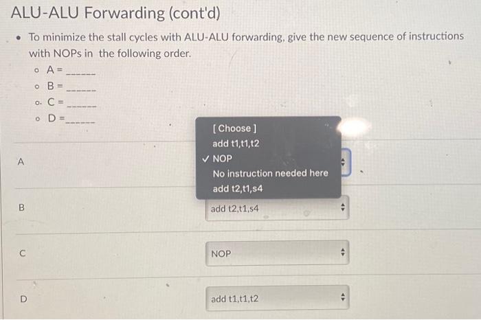 Solved ALU-ALU Forwarding Now assume only ALU-ALU forwarding | Chegg.com