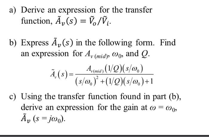 Solved Figure 1. An active band-pass filter.function, | Chegg.com