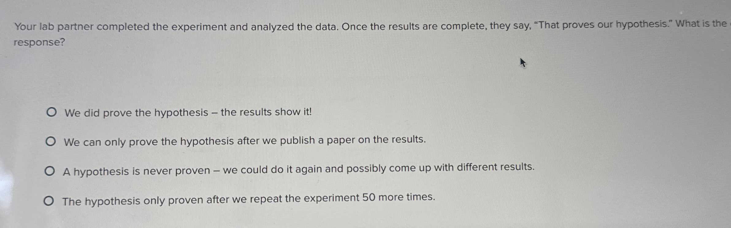 Solved Your lab partner completed the experiment and | Chegg.com
