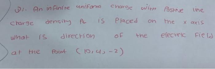Solved W An infinite uniform line charge with postine Placed | Chegg.com