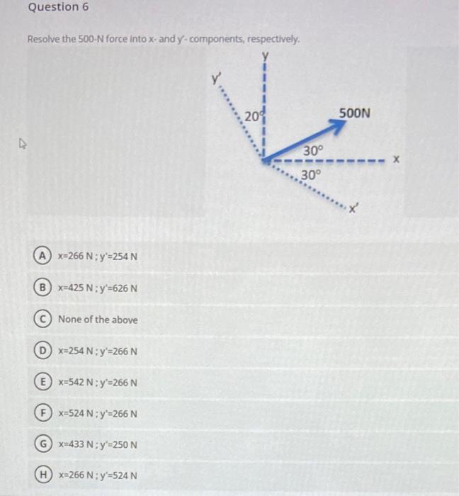Solved Question 6 Resolve the 500-N force into | Chegg.com