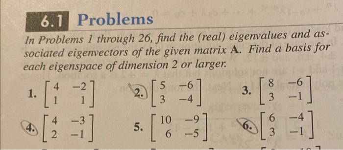 Solved In Problems 1 through 26, find the (real) eigenvalues | Chegg.com