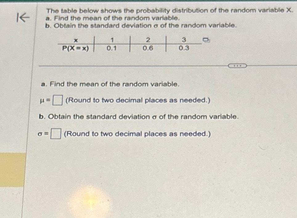 Solved KThe table below shows the probability distribution | Chegg.com