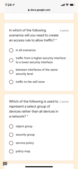 Solved 2 points There is an implicit deny for traffic | Chegg.com