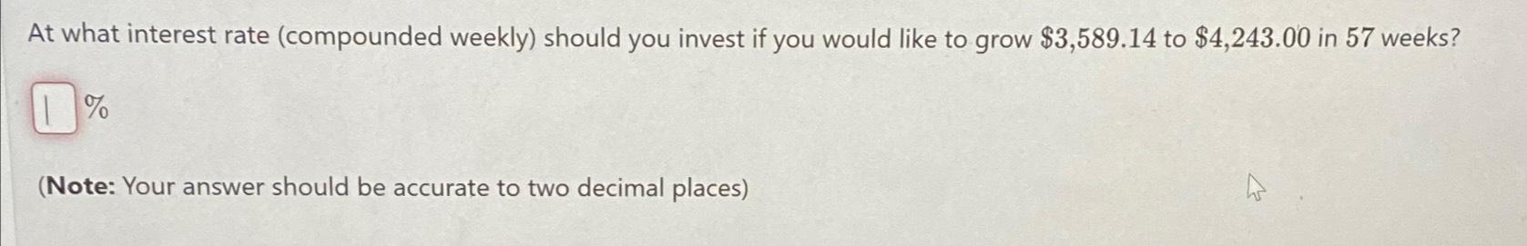 Solved At what interest rate (compounded weekly) ﻿should you | Chegg.com