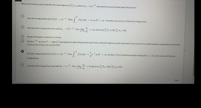 Solved Whichtest do you use to decide the convirgence of a | Chegg.com