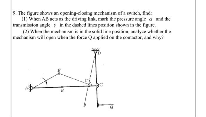 Solved 9. The figure shows an opening-closing mechanism of a | Chegg.com