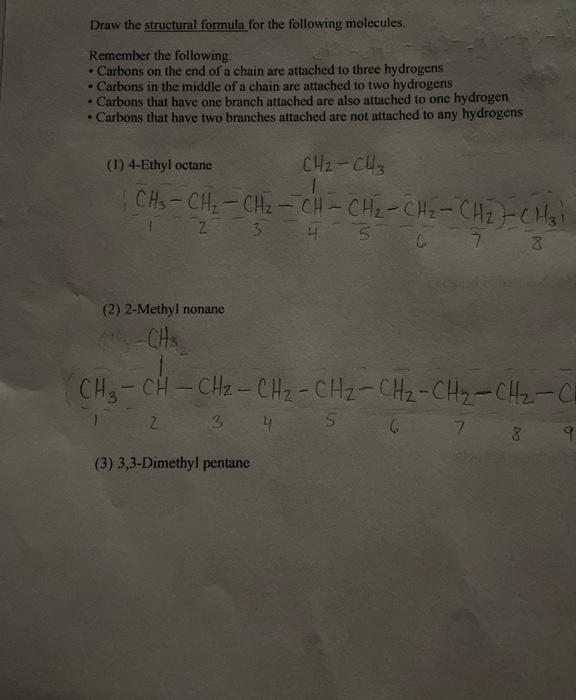 Solved Draw the structural formula for the following | Chegg.com
