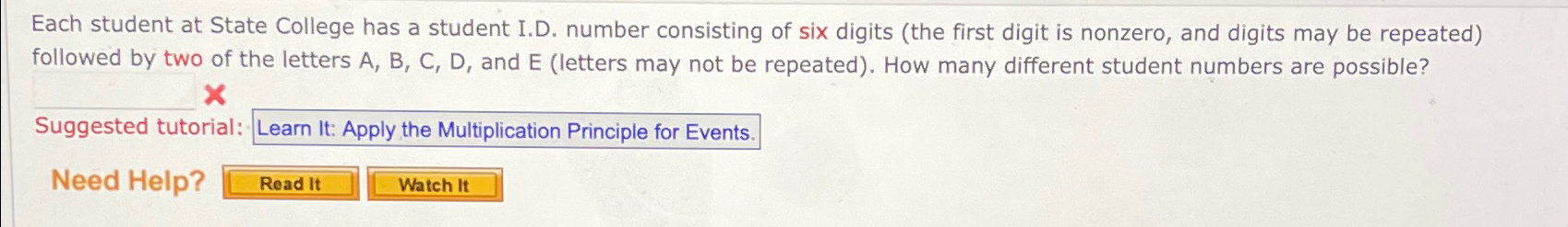 Solved Each student at State College has a student I.D. | Chegg.com