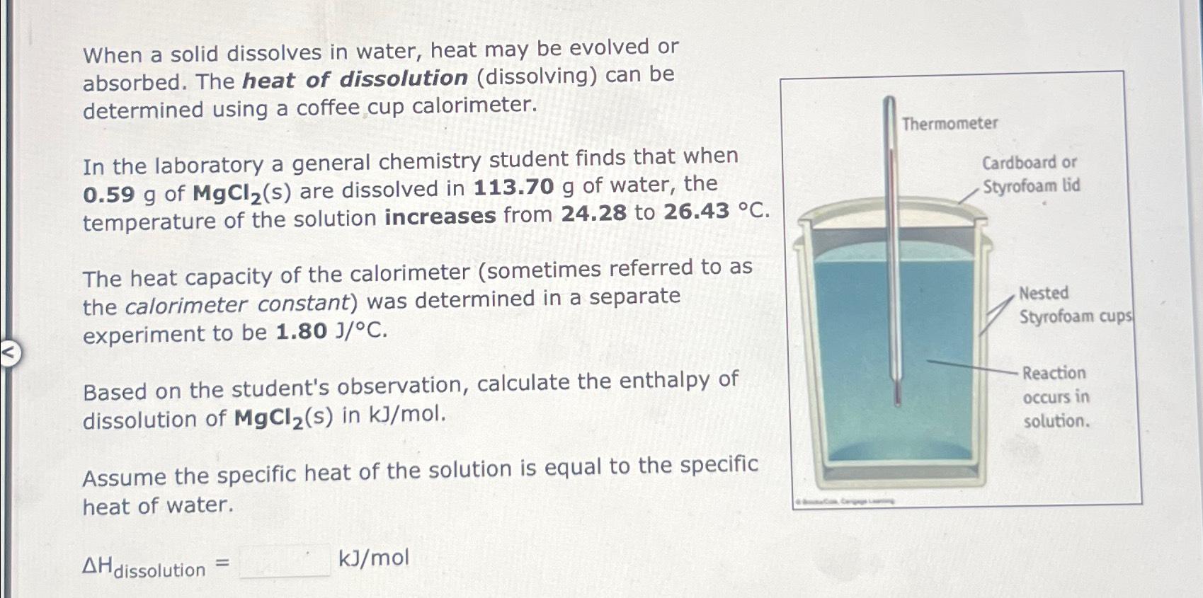 Solved When a solid dissolves in water, heat may be evolved | Chegg.com