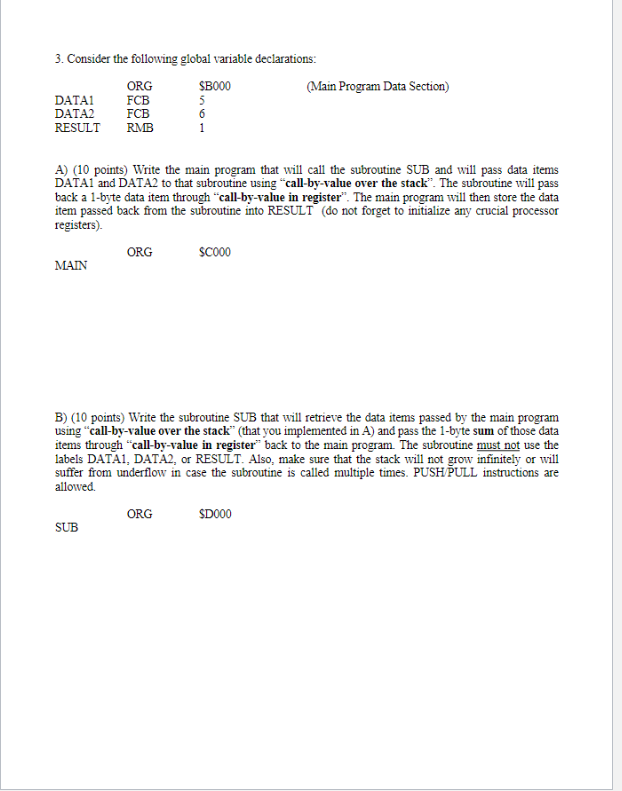 Solved Consider the following global variable | Chegg.com