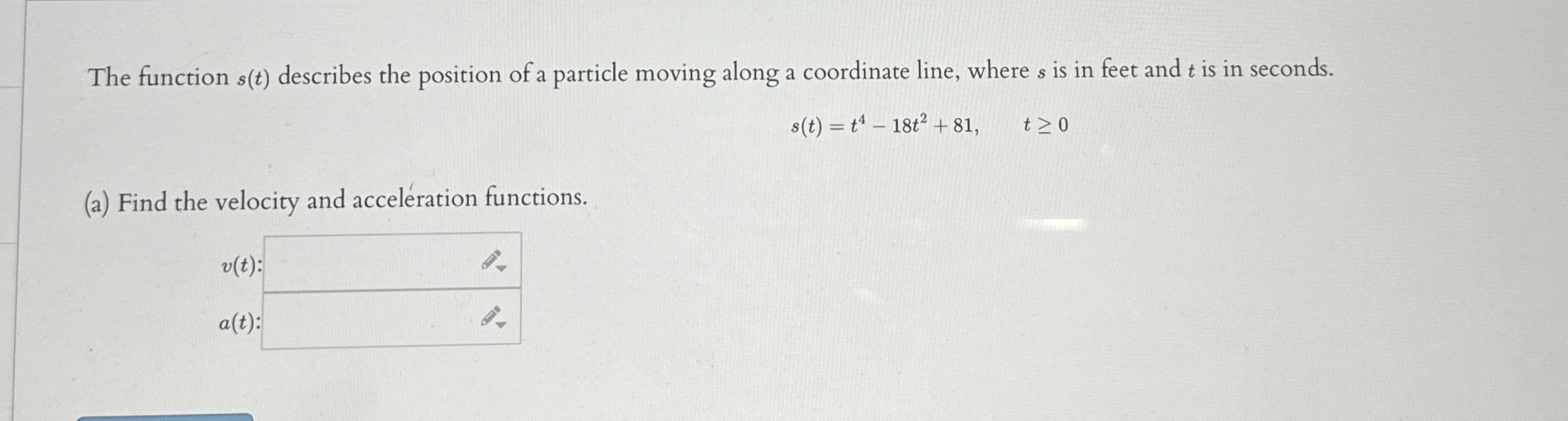 Solved The Function S T ﻿describes The Position Of A