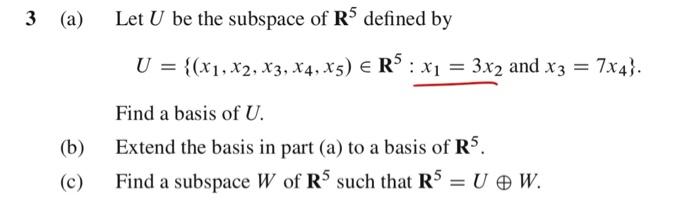 Solved (a) Let U be the subspace of R5 defined by | Chegg.com