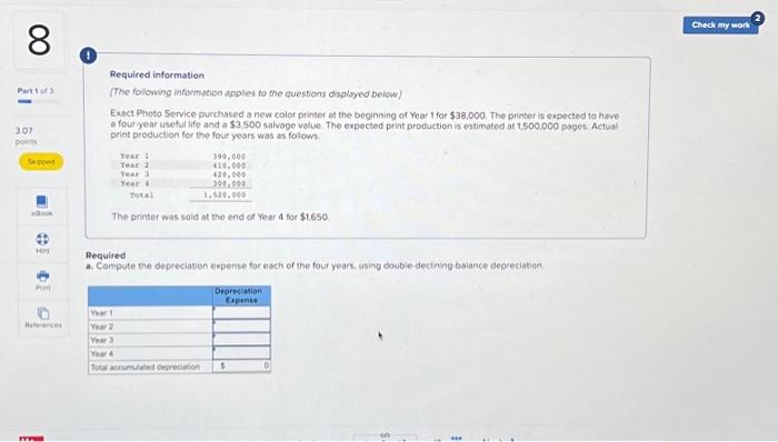 Solved 8 Part 1 of 3 3.07 points Skipped eBook Hint Print | Chegg.com