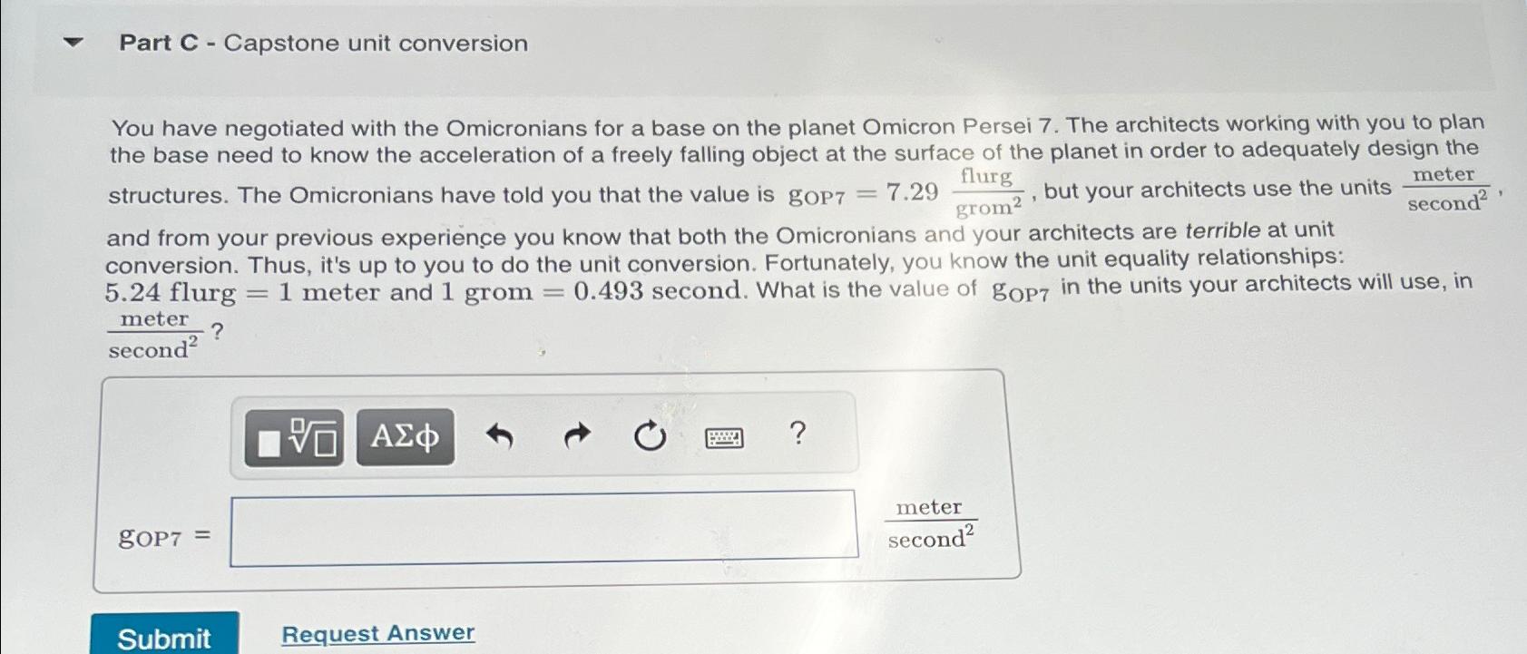 Solved Part C - ﻿Capstone unit conversionYou have negotiated | Chegg.com