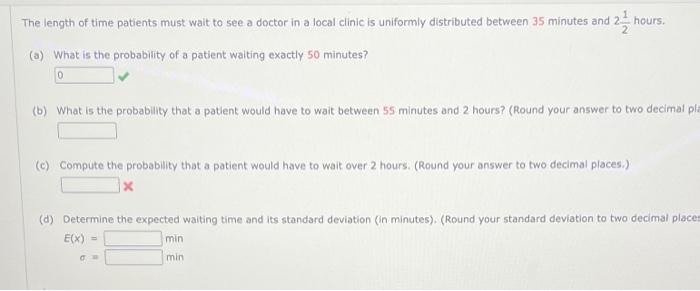 Solved The length of time patients must wait to see a doctor | Chegg.com