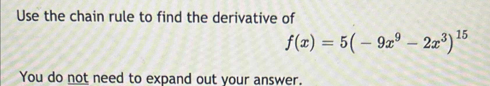 Solved Use the chain rule to find the derivative | Chegg.com