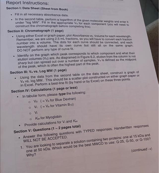 Report Instructions: Section 1: Data Sheet (Sheet | Chegg.com
