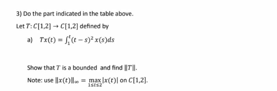 Solved 3) Do the part indicated in the table above. Let | Chegg.com