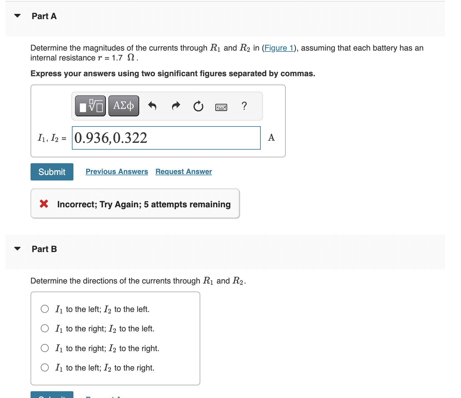 Solved Part ADetermine the magnitudes of ﻿the currents | Chegg.com