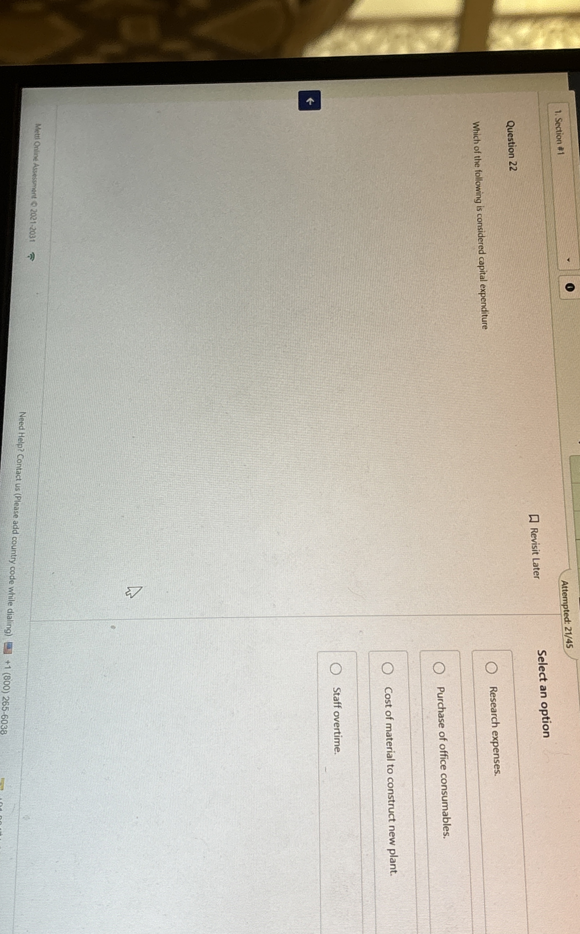 Solved Section #1Question 22Which of the following is | Chegg.com