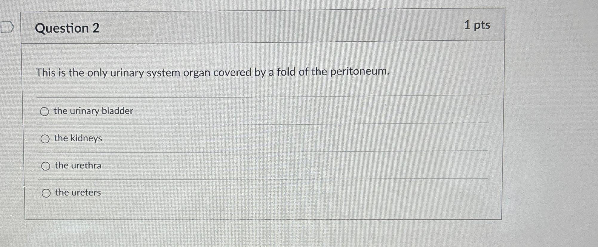 Solved Question 21ptsThis is the only urinary system organ | Chegg.com