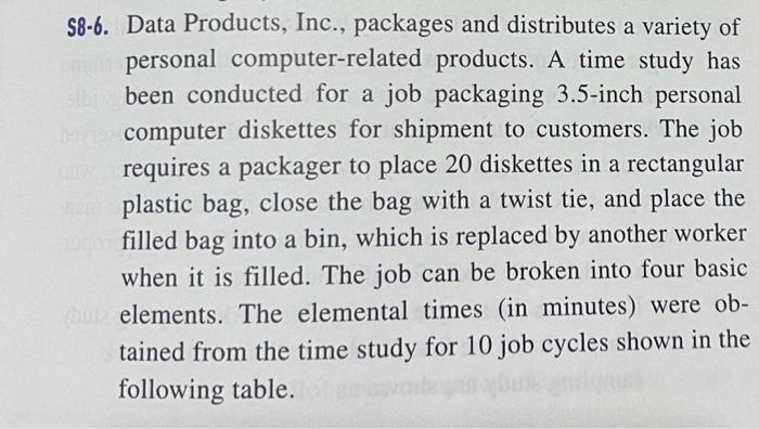 Solved 58-6. Data Products, Inc., packages and distributes a | Chegg.com