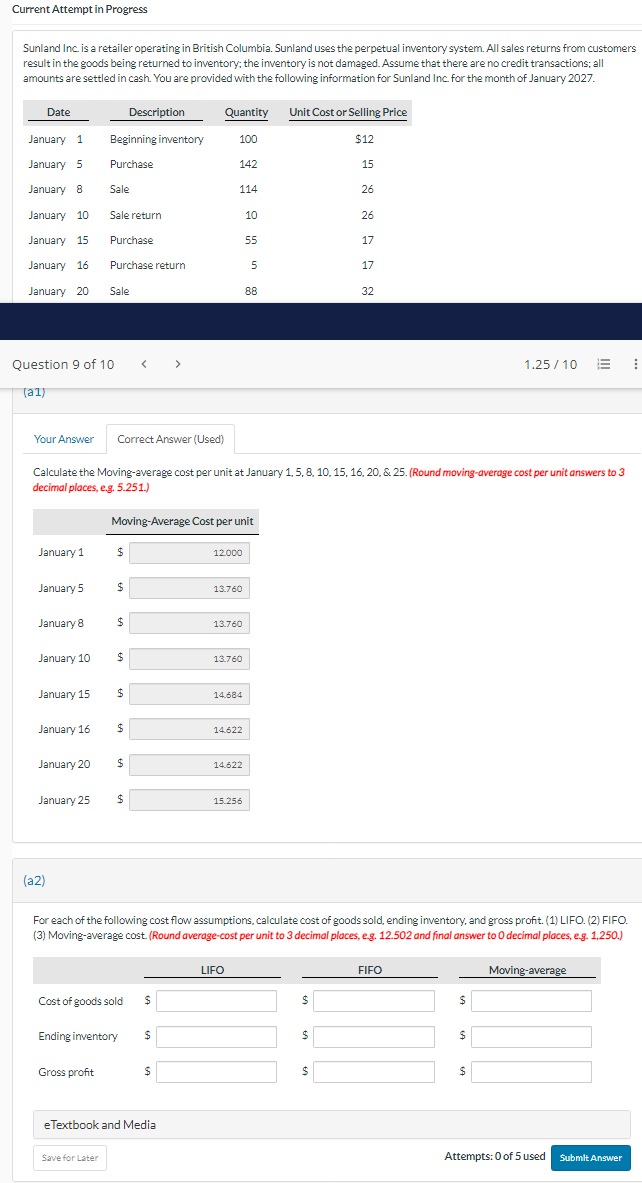 Calculate the Moving-average cost per unit at January | Chegg.com