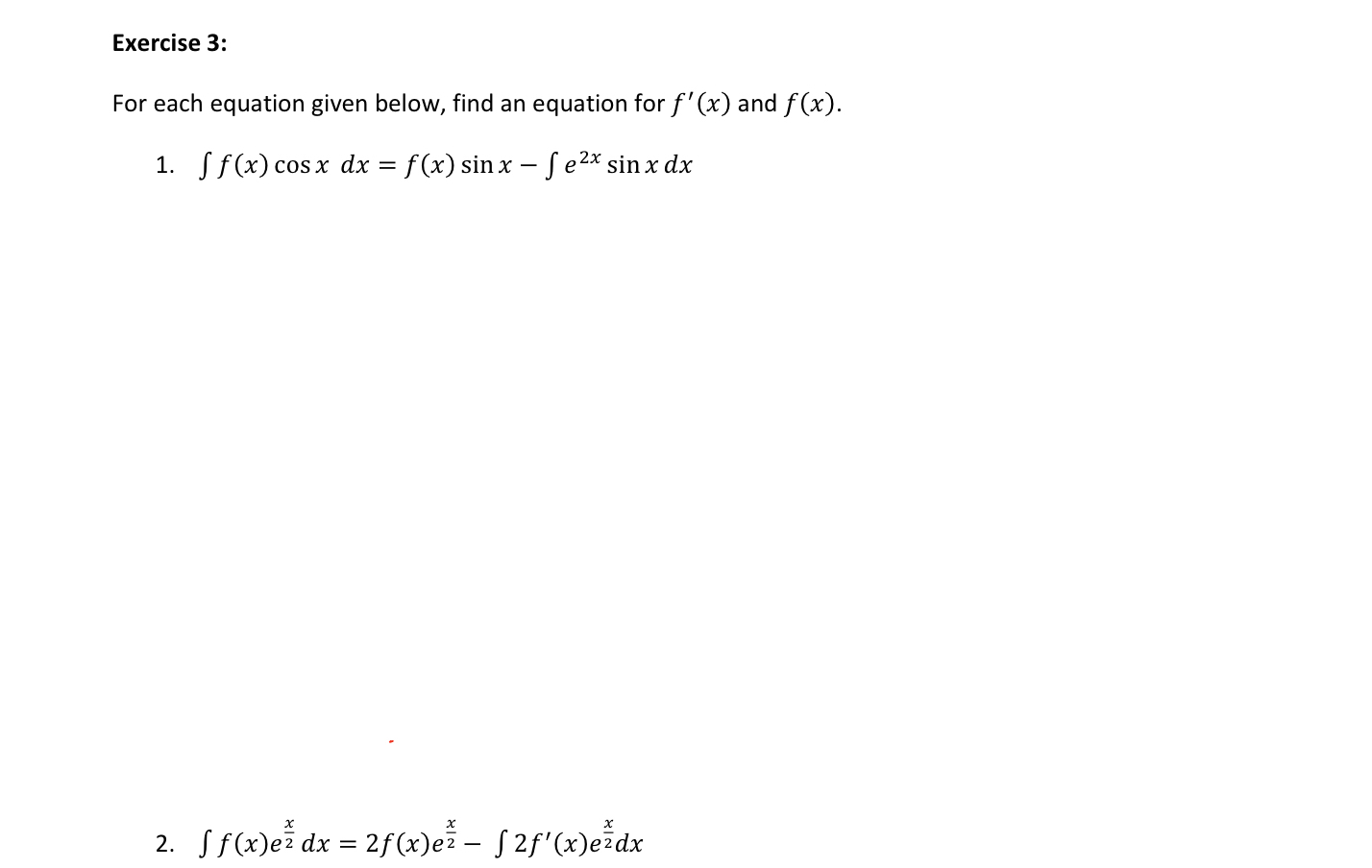 Solved Exercise 3:For each equation given below, find an | Chegg.com