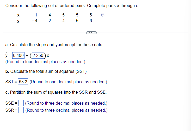Solved Consider the following set of ordered pairs. Complete | Chegg.com