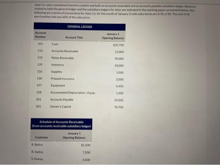 Jeter Co. uses a perpetual inventory system and both | Chegg.com