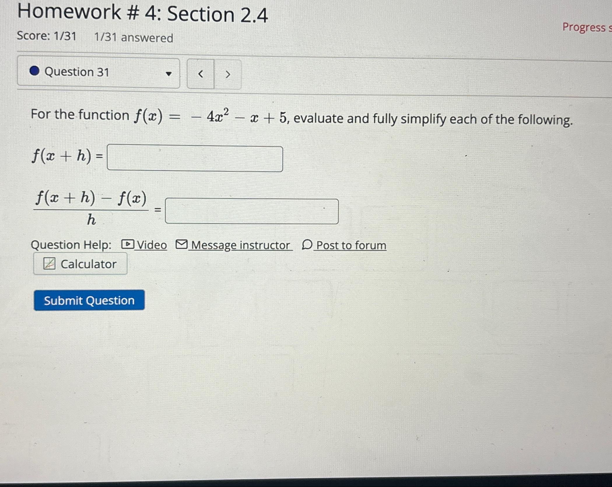 Solved Homework # 4: Section 2.4Score: 1/31 1/31 | Chegg.com