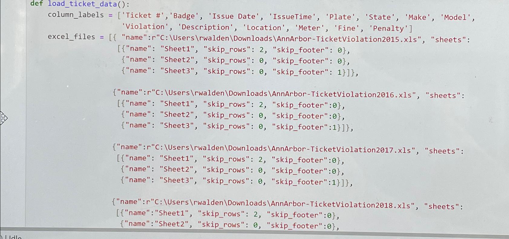 Solved def load_ticket_data():column_labels = ['Ticket #', | Chegg.com