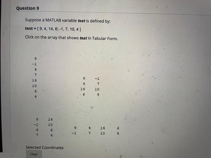 Solved Suppose A Matlab Variable Test Is Defined By Test