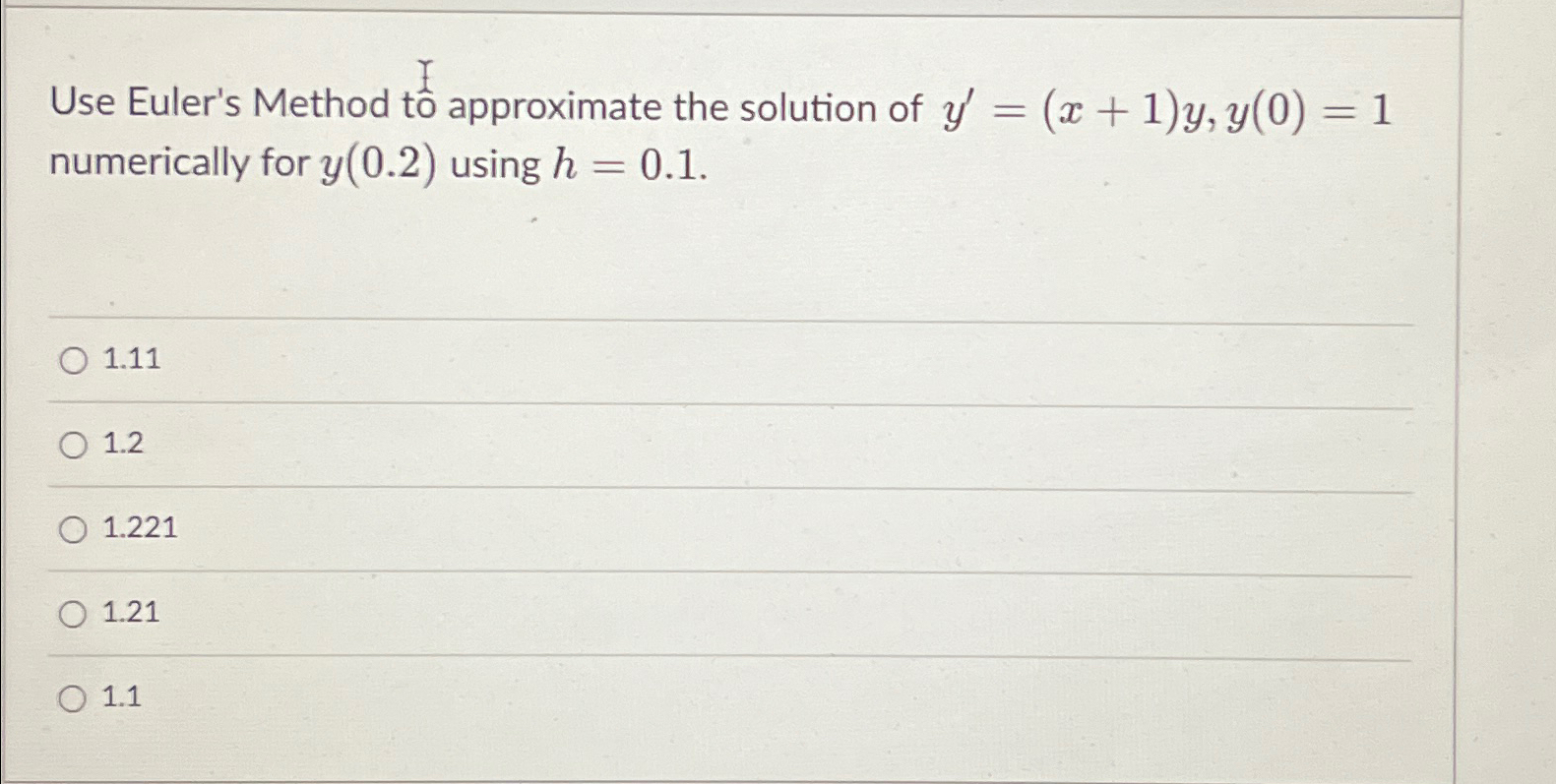 Solved Use Euler's Method tồ ﻿approximate the solution of | Chegg.com