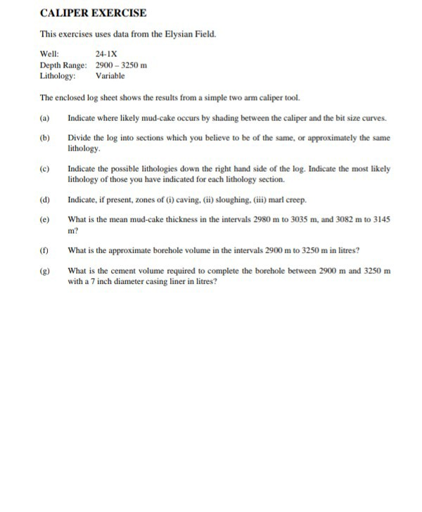 CALIPER EXERCISE This exercises uses data from the | Chegg.com